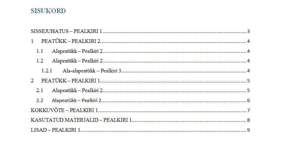 Nõuded referaadile :: Tööde vormistamine arvutil